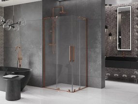 Mexen Velar L Duo, sprchový kout s posuvnými dveřmi 100 x 90 cm, 8mm čiré sklo, růžové zlato, 871-100-090-02-03-60