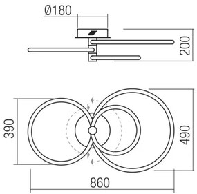 Redo 01-2226 - LED Stmívatelný přisazený lustr SPELL LED/54W/230V lesklý chrom