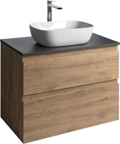 Aqualine Altair - Umyvadlová skříňka 60x78x45 cm, 2 zásuvky, dub emporio/antracit břidlice AI380-02