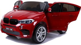 LEAN CARS Elektrické autíčko BMW X6M pro děti červené lakované LED MP3