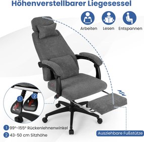 Costway Ergonomická kancelářská židle s výsuvnou opěrkou nohou a nastavitelným