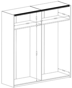 Šatní skříň se zrcadlem 201 cm LJUBA - dub flagstaff