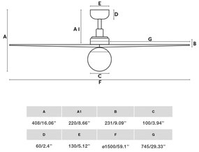FARO 34276WT-11L - Str. vent. KLIM L 1xE27/15W/230V ořech/černá pr. 150 cm WT+DO