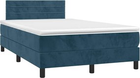 Box spring postel s matrací a LED tmavě modrá 120x200 cm samet 3134457
