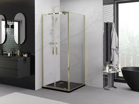 Mexen Exo, výklopná sprchová kabina, dveře 120 cm + boční stěna 120 cm, transparentní sklo, zlatá, 8182-120-120-50-00