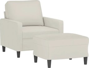 Křeslo s podnožkou krémové 60 cm samet 3201053
