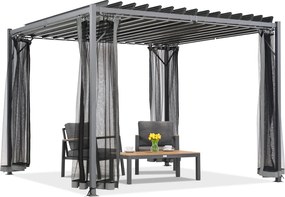Antracitová pergola Tasos 3x3 m s moskytiérou Garden Point