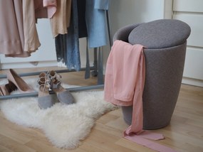 Taburet CANDY GREY - koš na prádlo, 2 v 1 , WENKO, šedý