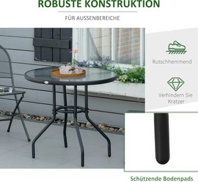 Outsunny zahradní stolek zahradní stolek zahradní nábytek balkonový stolek bistro stolek s otvorem pro slunečník tvrzené sklo + kov černý Ø80 x 72 cm…