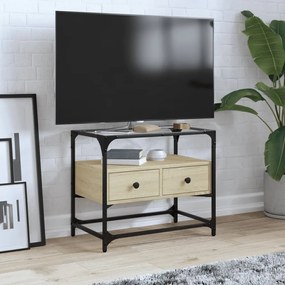 TV skříňka se skleněnou deskou dub sonoma 60x35x51 cm kompozit