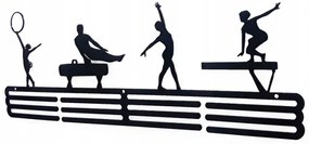 Kovový nástěnný věšák na medaile gymnastika 40x13cm černý