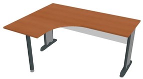 Stůl ergo oblouk pravý 160×120/60 cm - Hobis Cross CE 60 P Dekor stolové desky: třešeň, Dekor lamino podnože: bílá, Barva nohou: černá