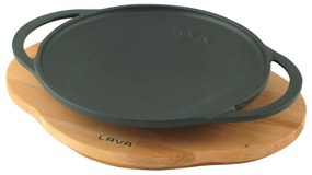 Litinová pánev "wok"  20cm s dřevěným podstavcem