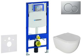Geberit Duofix - Set předstěnové instalace, klozetu Oudee a sedátka softclose, tlačítko Sigma01, lakovaný matný chrom SANI11CA1123