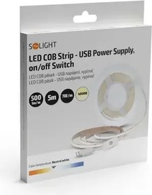 Solight LED COB pásek neutrální bílá / LED pásek / USB napájení / 5m /