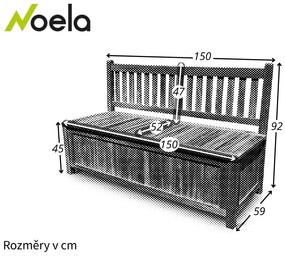 Noela Zahradní dřevěná lavice s úložným prostorem Ria 150 cm