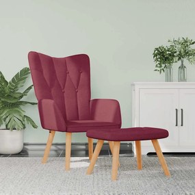 Relaxační křeslo se stoličkou vínové textil 327542