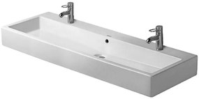 Duravit Vero - Dvojumyvadlo 1200x470 mm, s přepadem, 2 otvory pro baterie, WonderGliss, bílá 04541200241