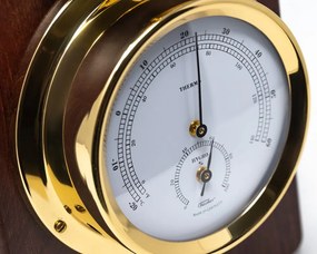 Fischer 1538-22 - Hodiny s barometrem, teploměrem a vlhkoměrem na dřevěné podložce