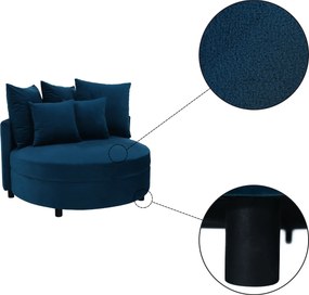Kulaté křeslo, Velvet látka modrá, SALOTO