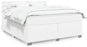 Box spring postel s matrací bílá 180x200 cm umělá kůže 3286133