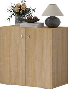 HOMCOM Skříňka do obývacího pokoje s 2 dvířky, úložná skříň s 2 policemi na knihy, oblečení a hračky, moderní styl 70x39x70 cm, přírodní dřevo | Aosom