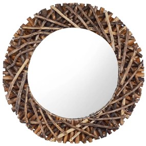 Nástěnné zrcadlo 60 cm teak kulaté - Default Title