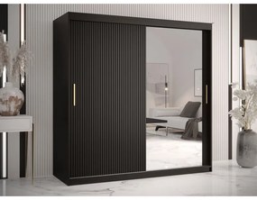 Šatní skříň se zrcadlem Towiro Slim 2 180, Barva: černá