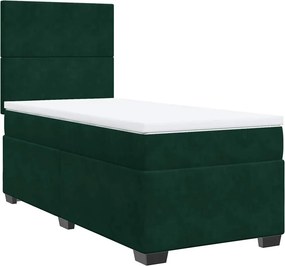 Box spring postel s matrací tmavě zelená 90x190 cm samet 3293083