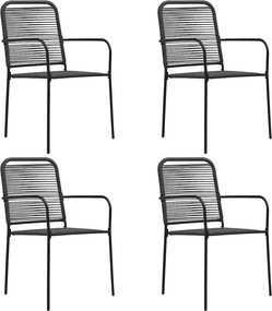 5dílný zahradní jídelní set černý sklo a ocel 3060209