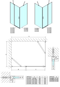 Polysan ZOOM LINE BLACK boční stěna 1000mm, čiré sklo ZL3210B