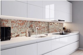DIMEX | Fototapeta do kuchyně Stará cihlová stěna KI-420-299 | 420 x 60 cm | šedá, béžová, oranžová