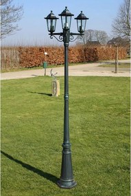 Fionshop 262938156 Zahradní lampa vysoká 3 ramena 215 cm tmavě zelená/čer