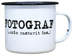 Super plecháček Smaltovaný hrneček plecháček s potiskem fotograf Objem: 460 ml