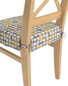 Sedák na židli IKEA Ingolf barva modrá látka pletený vzor, vzorované
