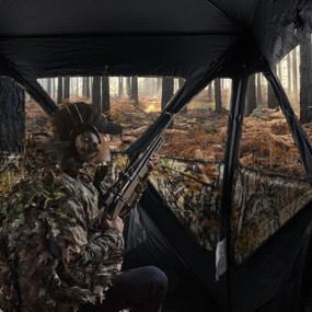 Costway Hunting Blind 2-Person Pozemní stan s tichým posuvným oknem Přenosný