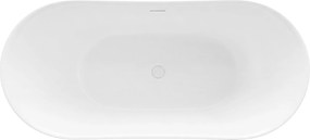 Rea FERRANO Slim, volně stojící vana 1600×800×720 mm, bílá, zlatá matná krytka odtoku, KPL-W7081