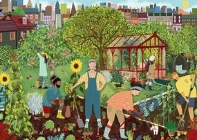 RAVENSBURGER Puzzle Práce na zahrádce / 1000 dílků / 70 x 50 cm