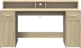 Psací stůl s LED dub sonoma 160 x 55 x 91 cm kompozitní dřevo 3309431