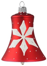 Zvonek červený s bílým dekorem vločky