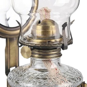 BRILAGI - Petrolejová lampa se zrcadlem MERLIN zlatá/patina
