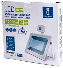 Aigostar - LED Reflektor se senzorem LED/100W/230V 6400K IP65 bílá