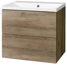 Mereo Mereo, Aira, koupelnová skříňka s umyvadlem z litého mramoru 61 cm, bílá, dub, šedá, CN740M