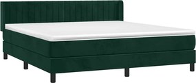 Box spring postel s matrací tmavě zelená 180x200 cm samet 3131096