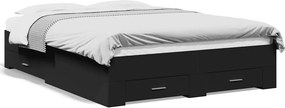 Rám postele se zásuvkami černý 135 x 190 cm kompozitní dřevo 3280406