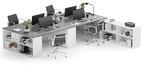 PLAN Kancelářský psací stůl s úložným prostorem BLOCK B05, bílá/dub přírodní