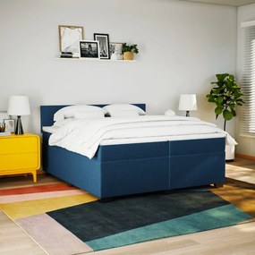Box spring postel s matrací modrá 200x200 cm textil 3285994