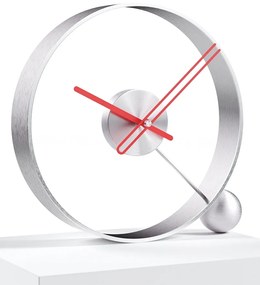 Mclocks Designové stolní hodiny Endless brushed silver/red 32cm