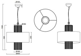 Reality - Lustr na lanku KING 3xE14/28W/230V stříbrná