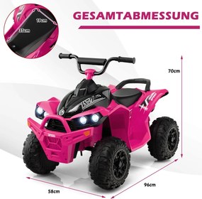 Costway Elektrická dětská čtyřkolka 12 V s rychlostí 2,2/4,3 KM/H a – růžový